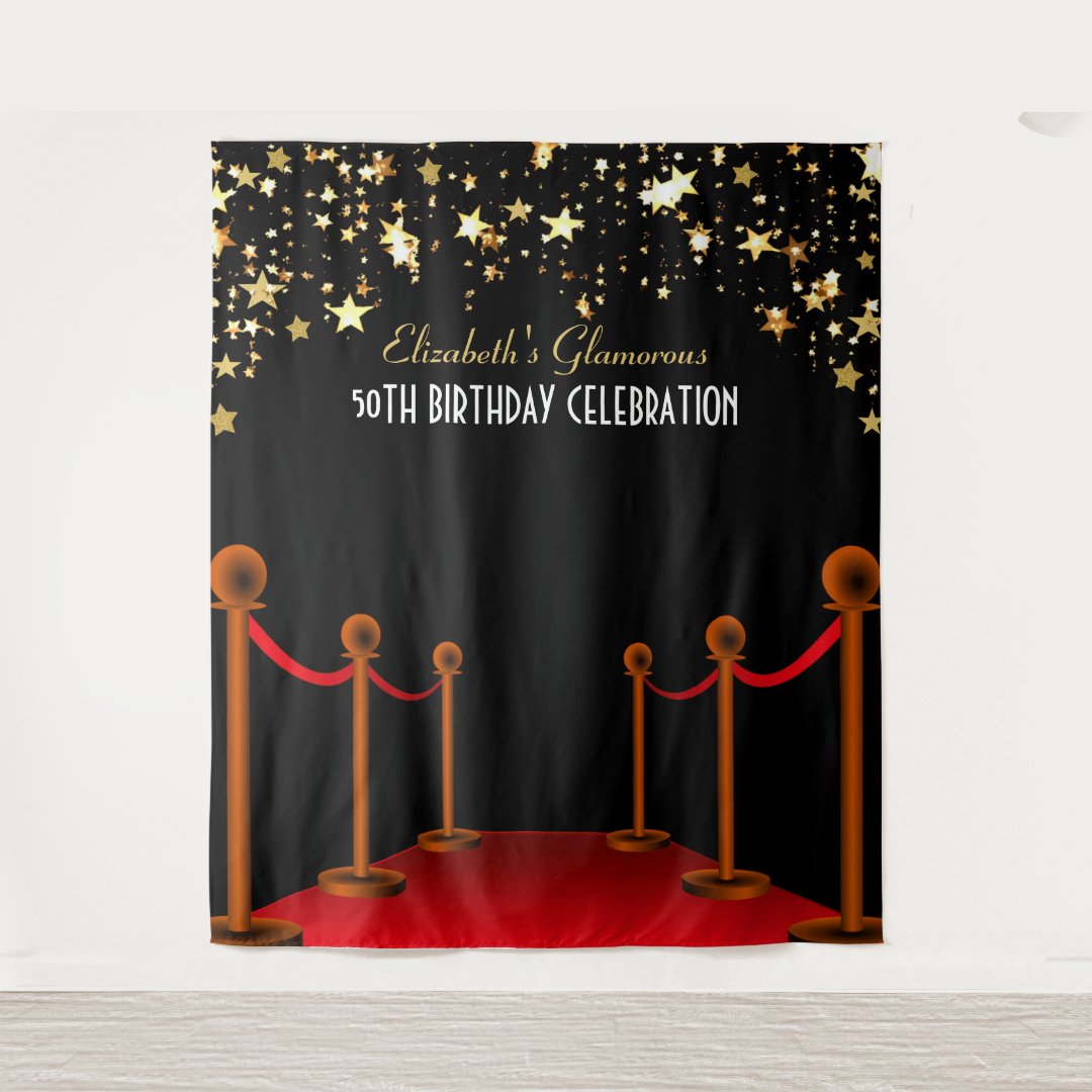 Red Carpet Hollywood Birthday Backdrop | Zazzle