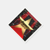 Red Carpet Hollywood Gold Stars Birthday Party Napkins | Zazzle
