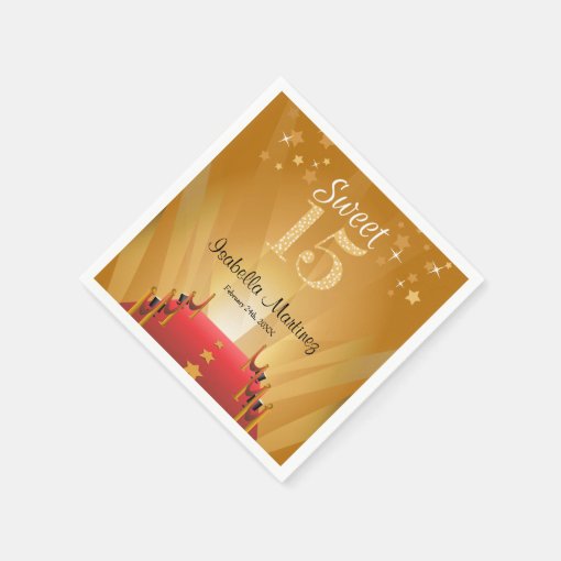Red Carpet Hollywood Star Sweet 15 Birthday Paper Napkins | Zazzle