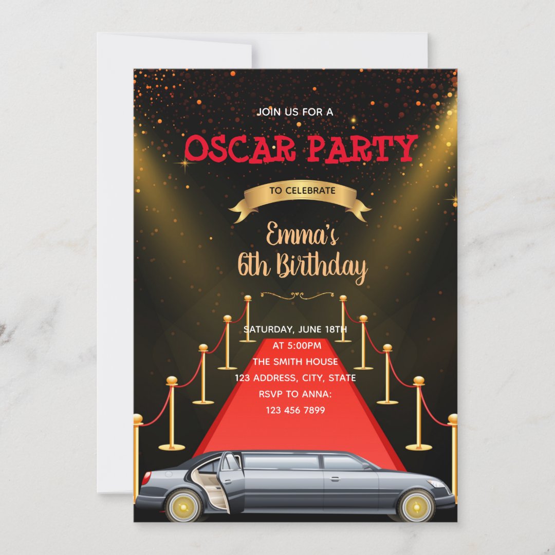 Red carpet limousine birthday invitation | Zazzle