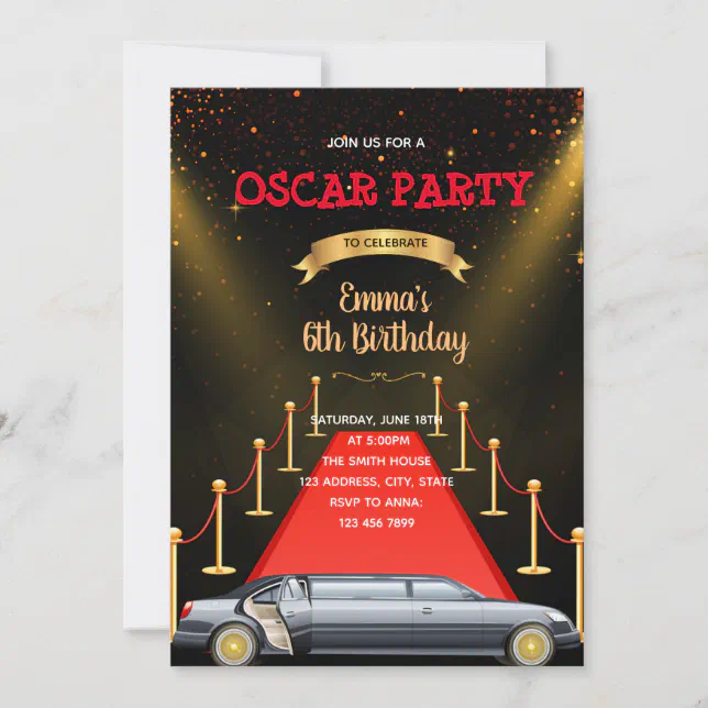 Red carpet limousine birthday invitation | Zazzle