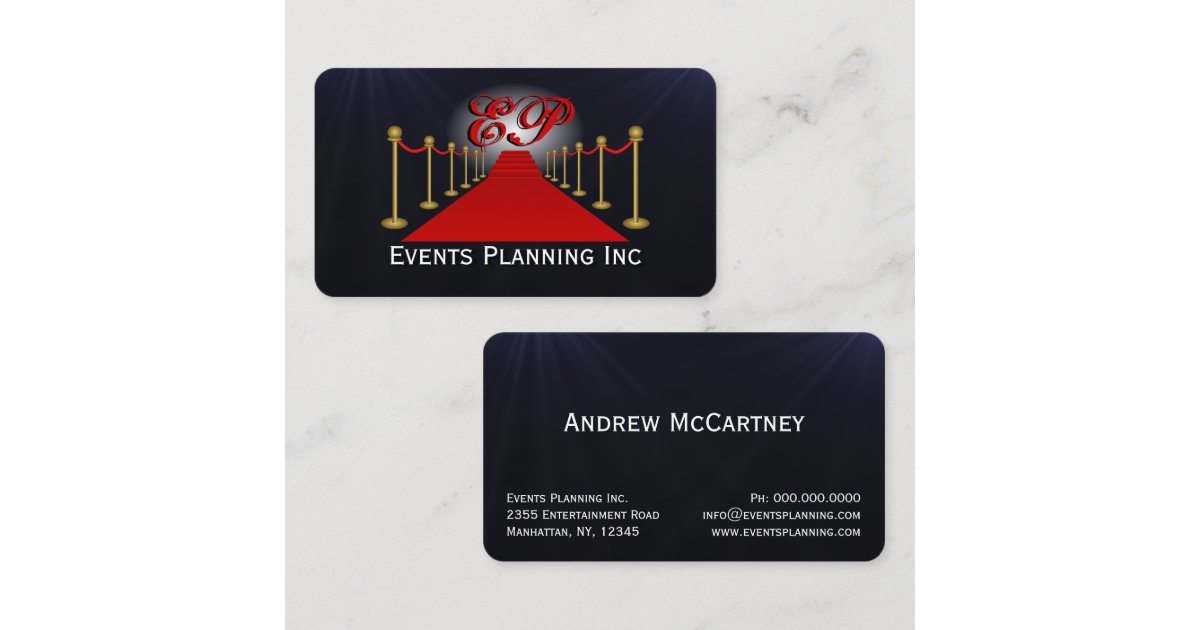 Red Carpet Special Events Planner Business Cards | Zazzle