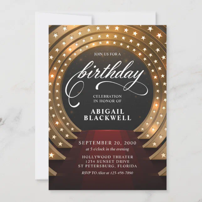 Red Carpet VIP Hollywood Birthday Invitation | Zazzle