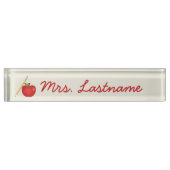 Red Cartoon Apple And Yellow Pencil & Custom Name Desk Name Plate | Zazzle