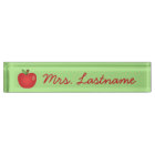 Red Cartoon Apple And Yellow Pencil & Custom Name Desk Name Plate ...