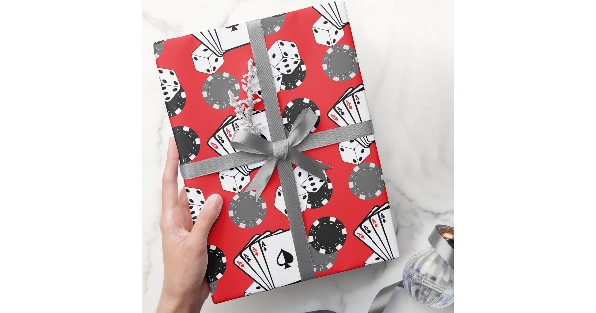 Red Casino Poker Party Wrapping Paper | Zazzle