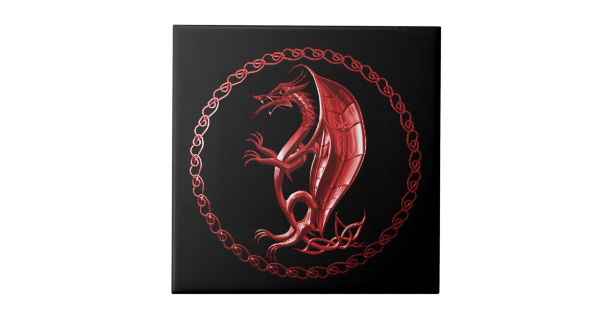 Red Celtic Dragon Tile | Zazzle