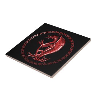 Red Celtic Dragon Tile | Zazzle