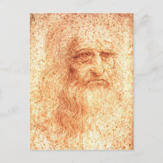 Red Chalk Leonardo da Vinci self-portrait postcard | Zazzle