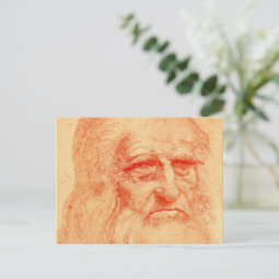 Red chalk self portrait of Leonardo da Vinci Postcard | Zazzle