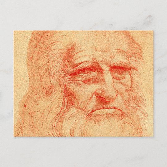 Red chalk self portrait of Leonardo da Vinci Postcard | Zazzle.com