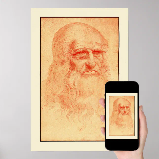 Red chalk self portrait of Leonardo da Vinci Poster | Zazzle