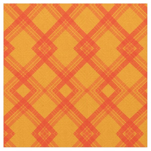 Bright Orange Yellow Check Gingham Pattern Fabric | Zazzle
