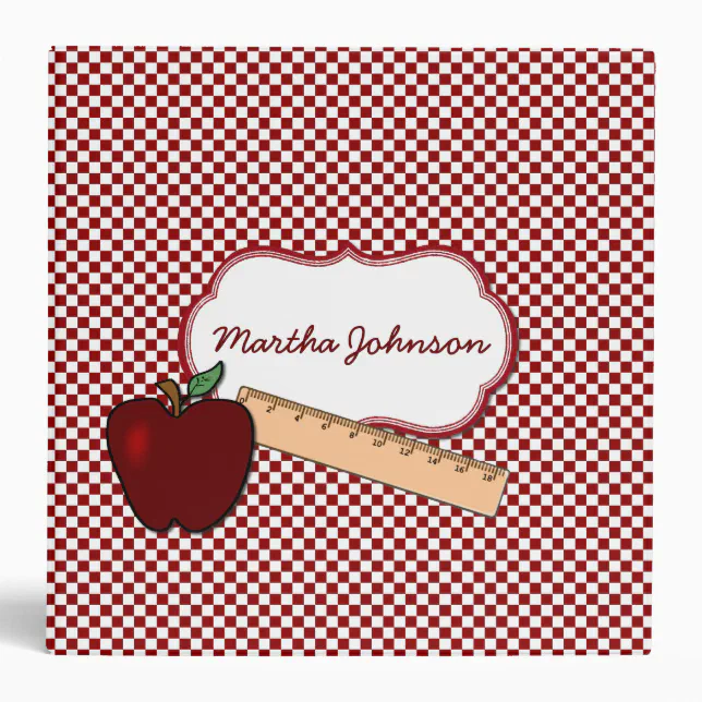 Red Checked Teacher's Class Planner Binder | Zazzle
