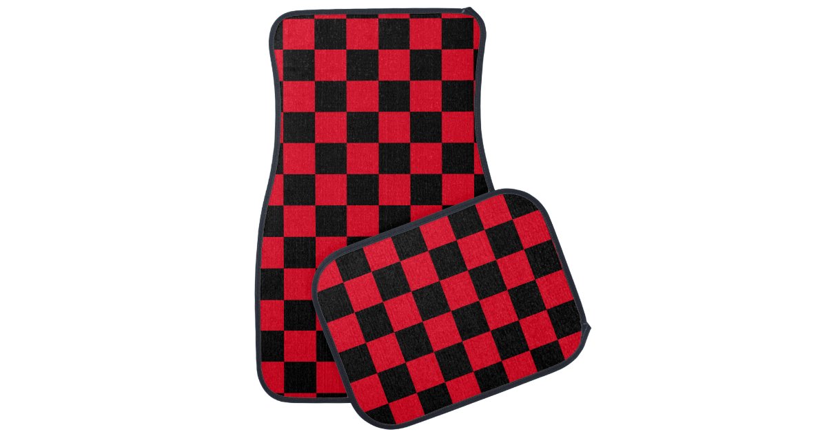 Red checkered Car Floor Mat Geometric Racing Plaid | Zazzle