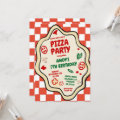Red Checkered Pizza Party Italian Kids Birthday Invitation | Zazzle