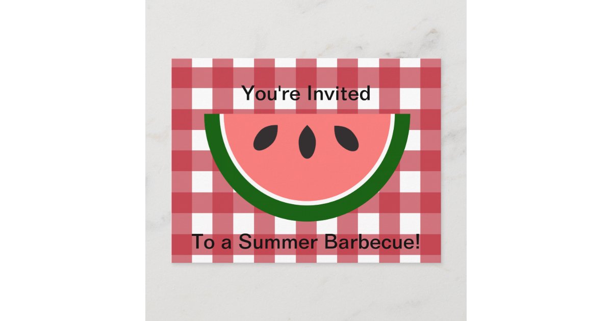 Red Checkered Tablecloth Watermelon Invitation | Zazzle