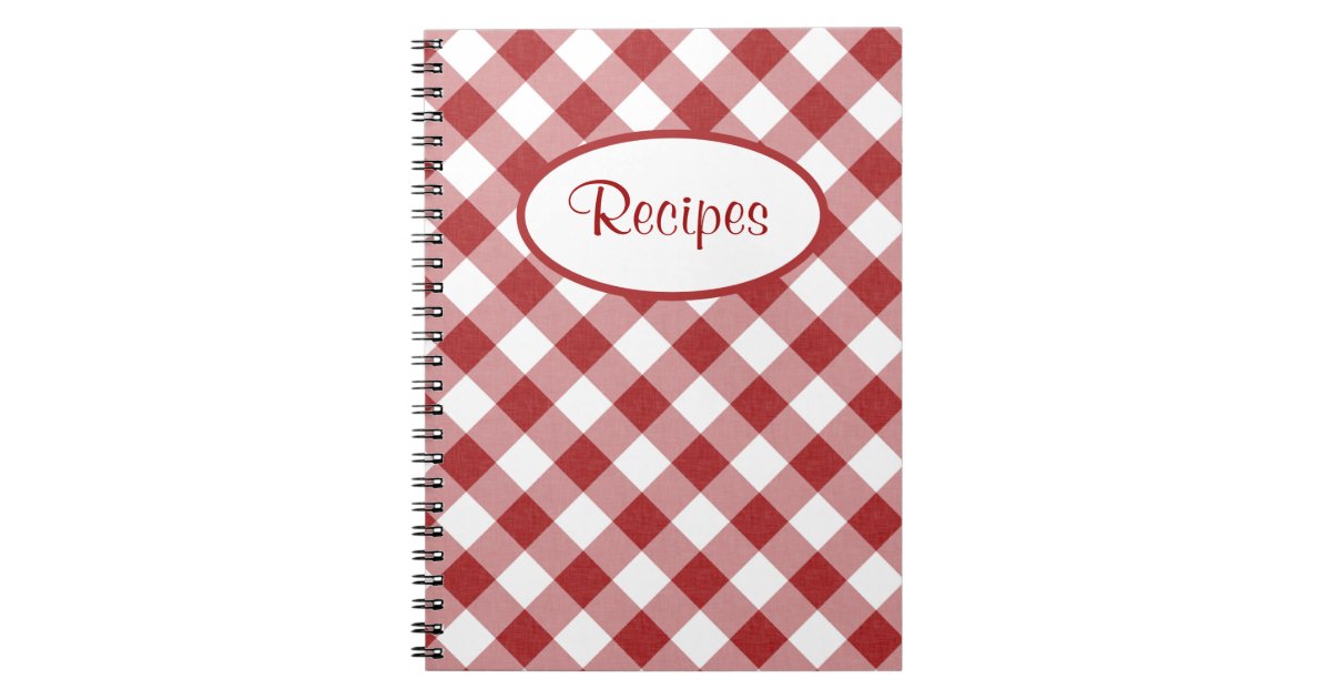Red Checks Recipe Notebook | Zazzle