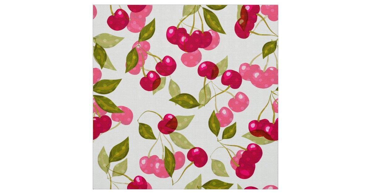 Red cherries fabric | Zazzle