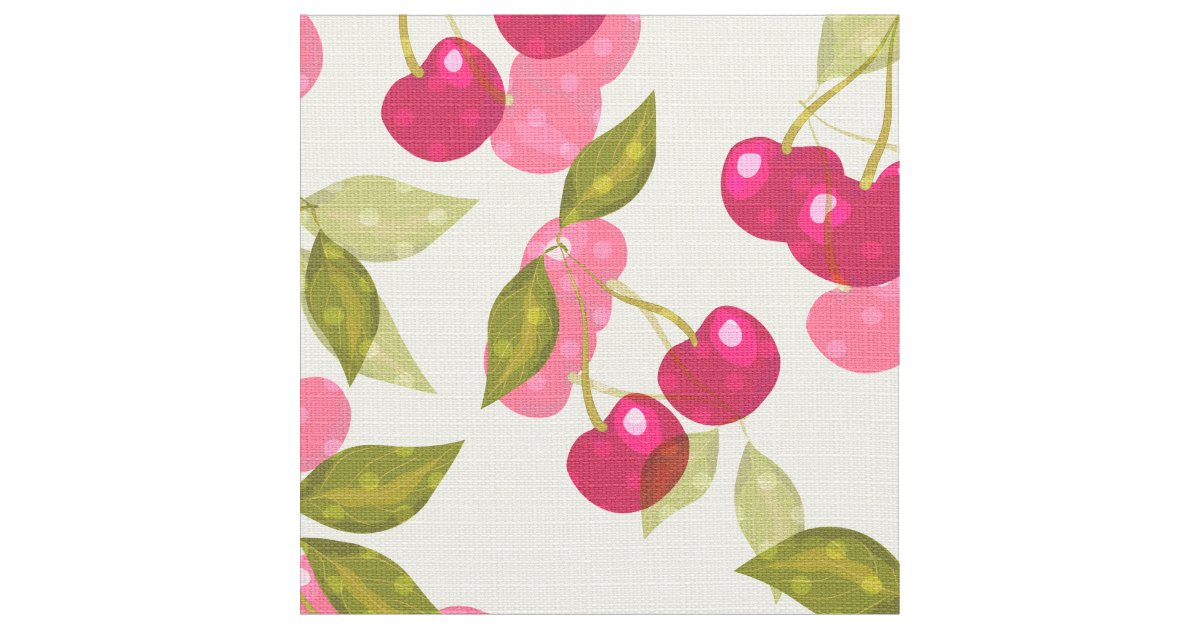 Red cherries fabric | Zazzle