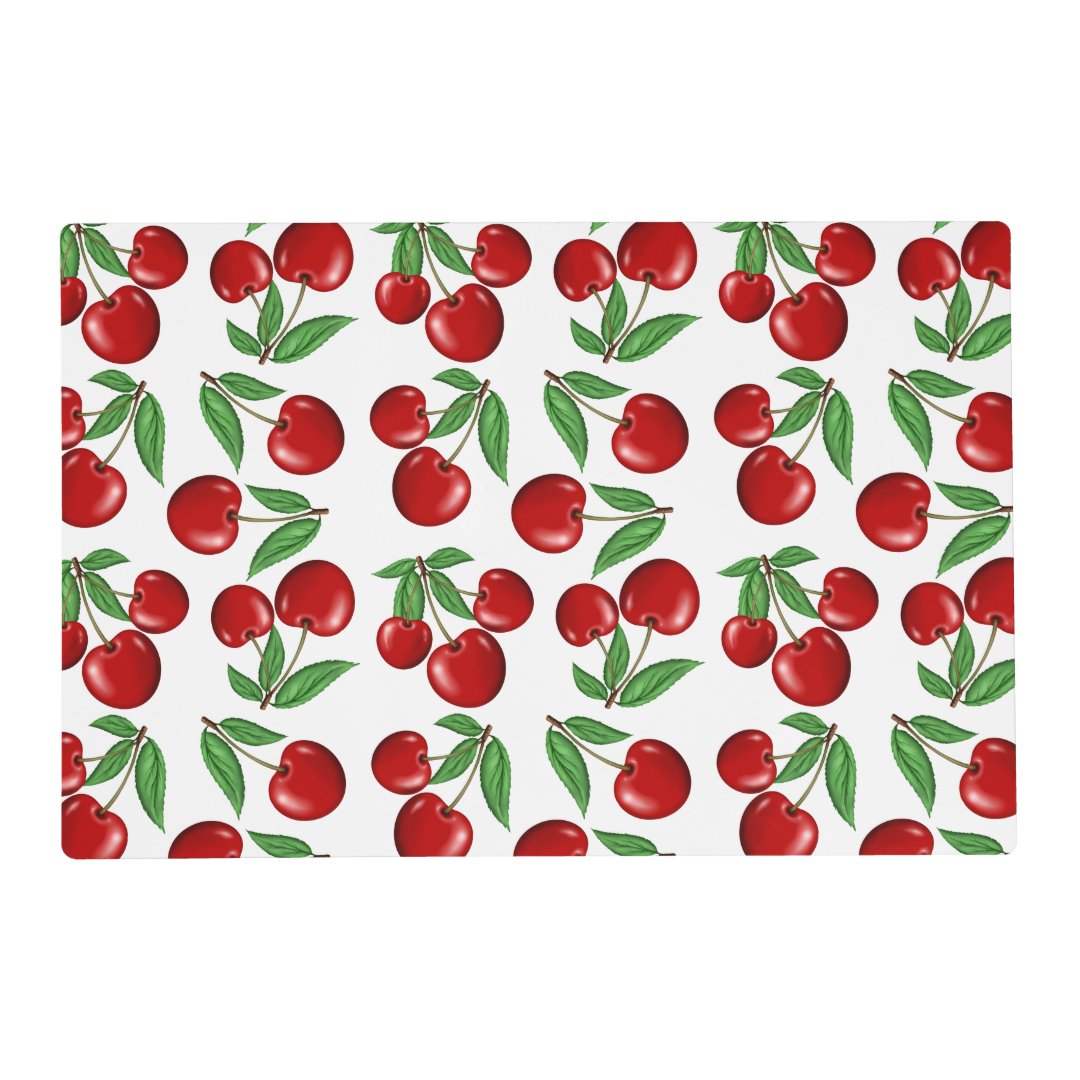 Red Cherries Graphic All Over Pattern Placemat | Zazzle