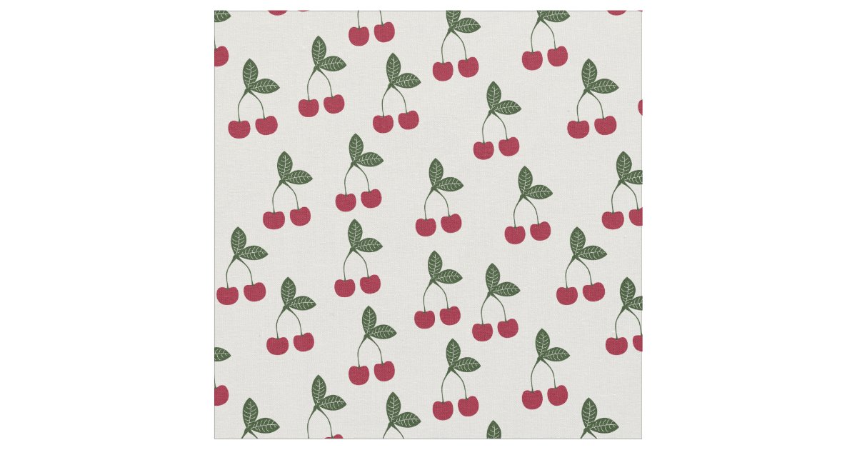 Red Cherries Pattern Fabric | Zazzle