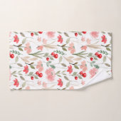 Red Cherry Berry Floral Watercolor Pattern Bath Towel Set | Zazzle