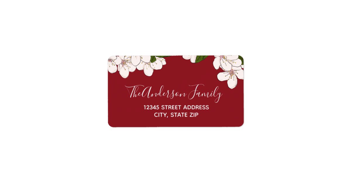 Red Cherry Blossom - Address Label | Zazzle