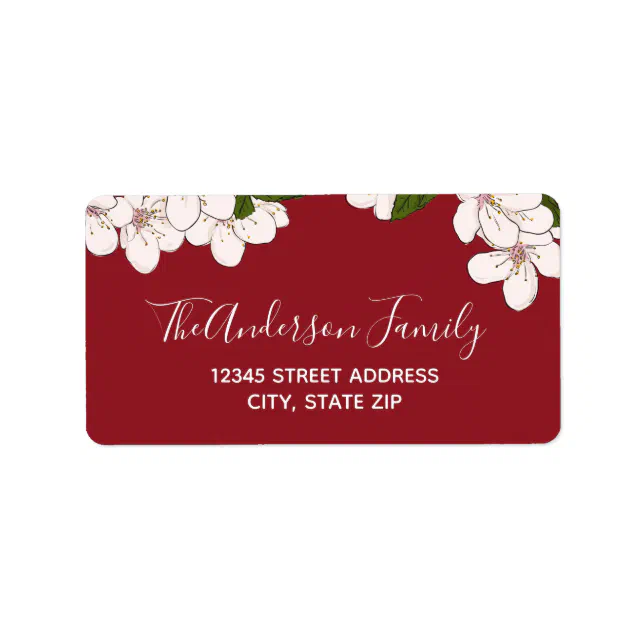 Red Cherry Blossom - Address Label | Zazzle