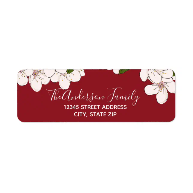 Red Cherry Blossom - Return Address Label | Zazzle