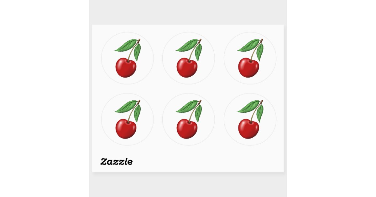 Red Cherry Classic Round Sticker | Zazzle