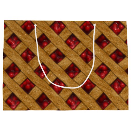 Red Cherry Pie Pattern for Bakers Large Gift Bag | Zazzle