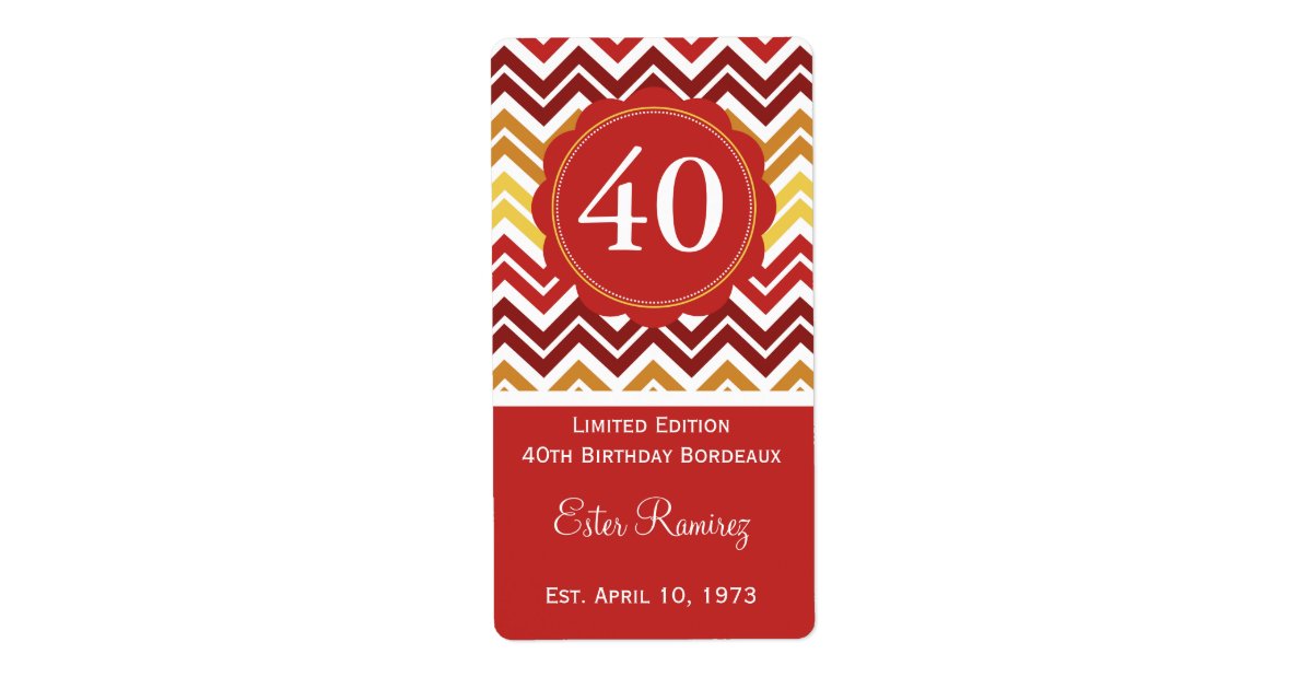 Red Chevron Wine Label (375 ml) | Zazzle