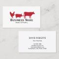 Red Chicken Pig & Cow Meats & Poultry Market Business Card | Zazzle