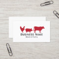 Red Chicken Pig & Cow Meats & Poultry Market Business Card | Zazzle