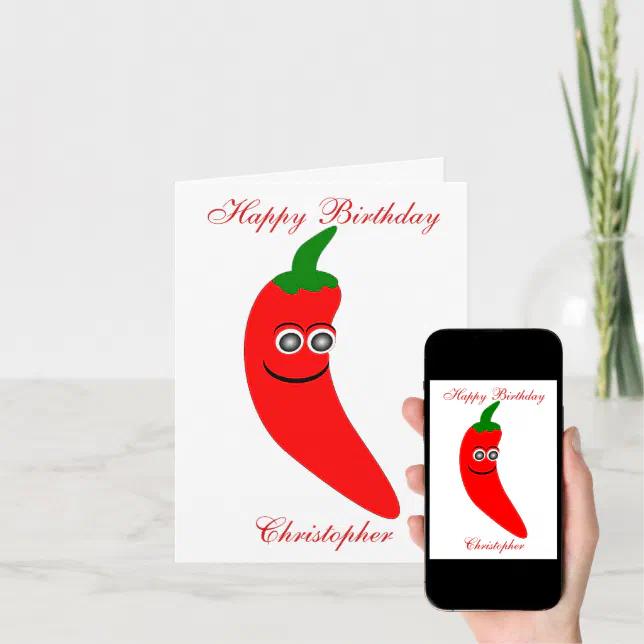 Red Chili Pepper Personalised Birthday Card | Zazzle