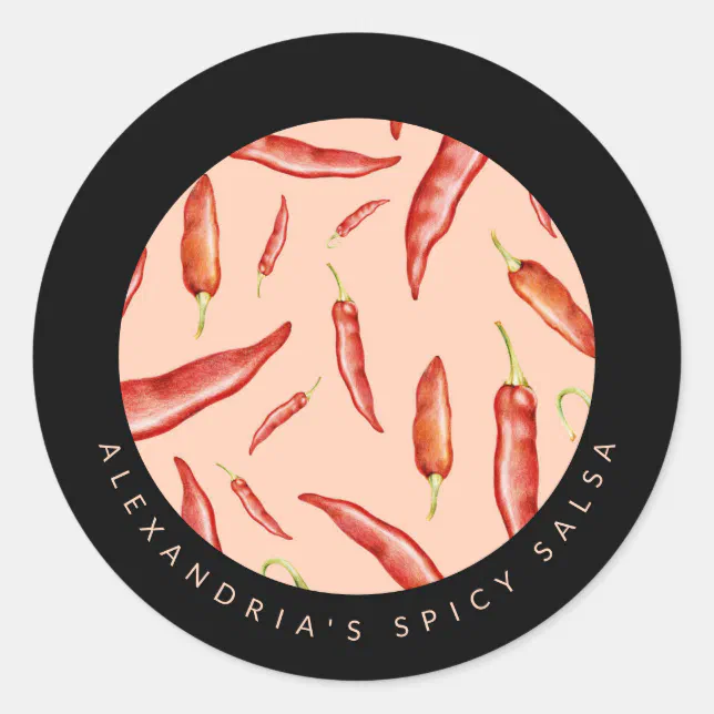 Red Chili Pepper | Your Personalized Spicy Salsa Classic Round Sticker ...