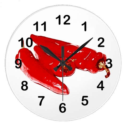 red chili peppers large clock | Zazzle.com