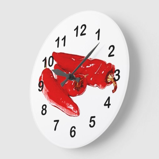 red chili peppers large clock | Zazzle