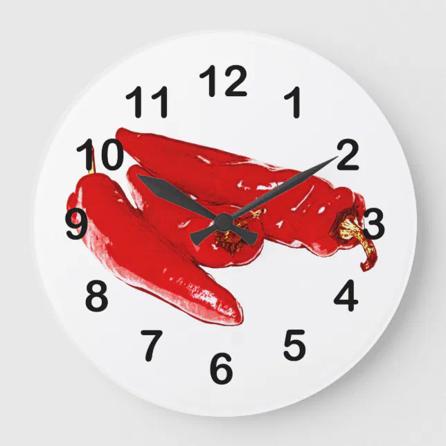 red chili peppers large clock | Zazzle