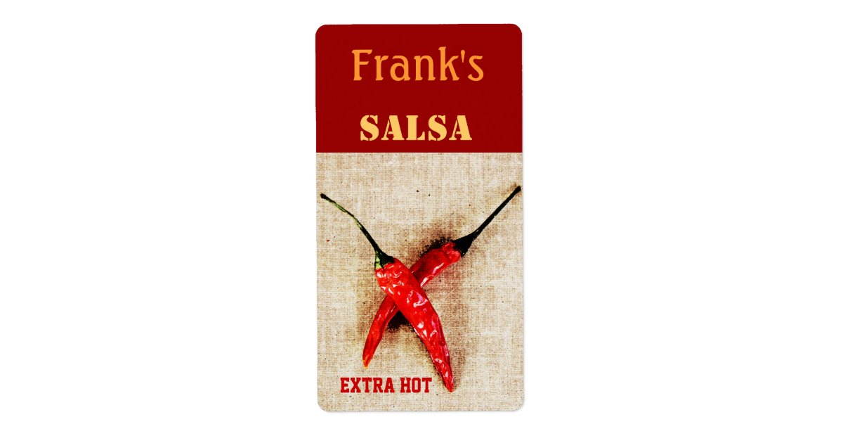 red chili peppers salsa canning label | Zazzle