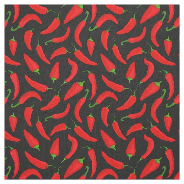 Bright Red and Green Chilli Pepper Food Pattern Fabric | Zazzle