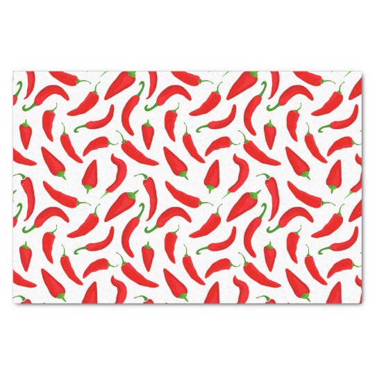 Red Chilli Pepper Pattern on White Tissue Paper | Zazzle.com