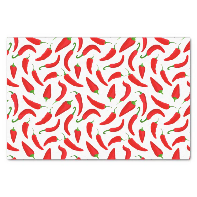 Red Chilli Pepper Pattern on White Tissue Paper | Zazzle