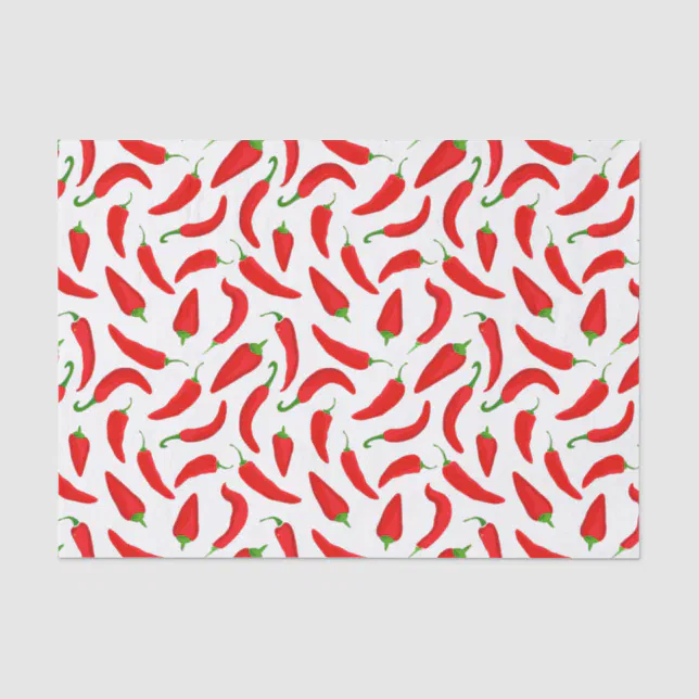 Red Chilli Pepper Pattern on White Tissue Paper | Zazzle