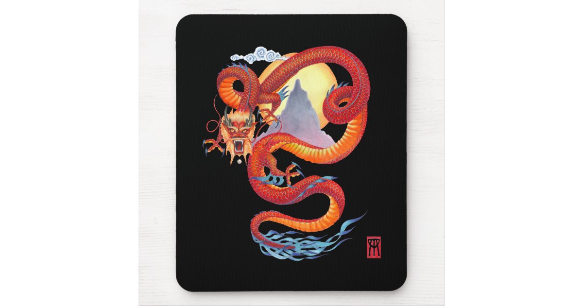 Red Chinese Red Dragon Mouse Pad | Zazzle