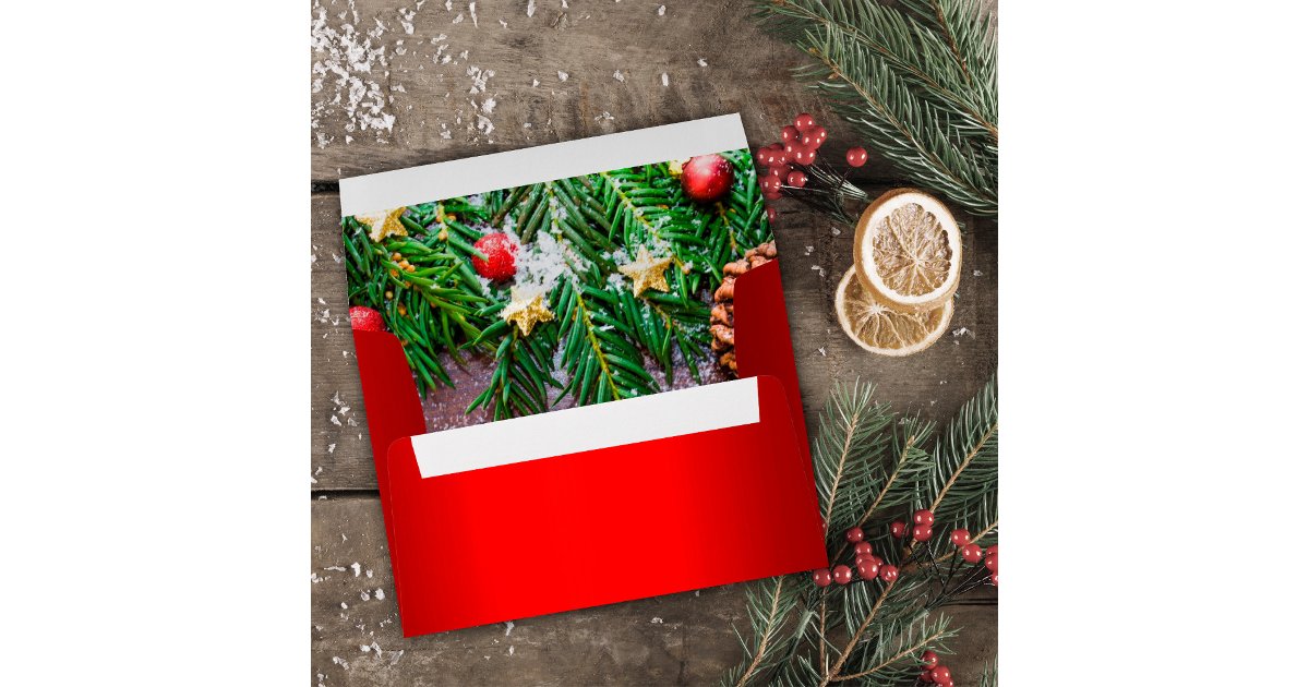 Red Christmas and Christmas Tree Envelope | Zazzle