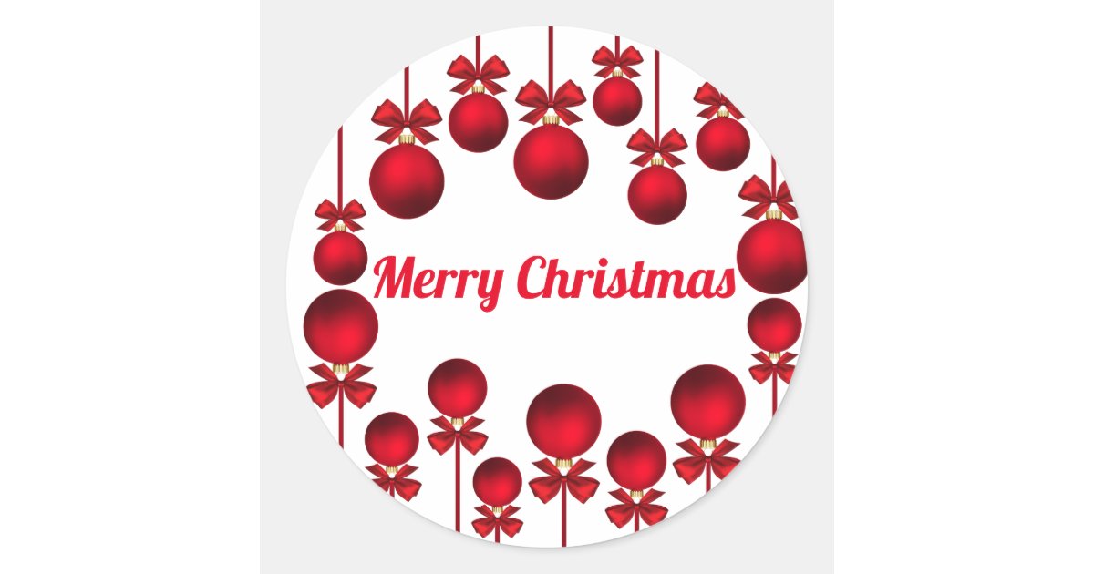 Red Christmas Baubles Classic Round Sticker | Zazzle