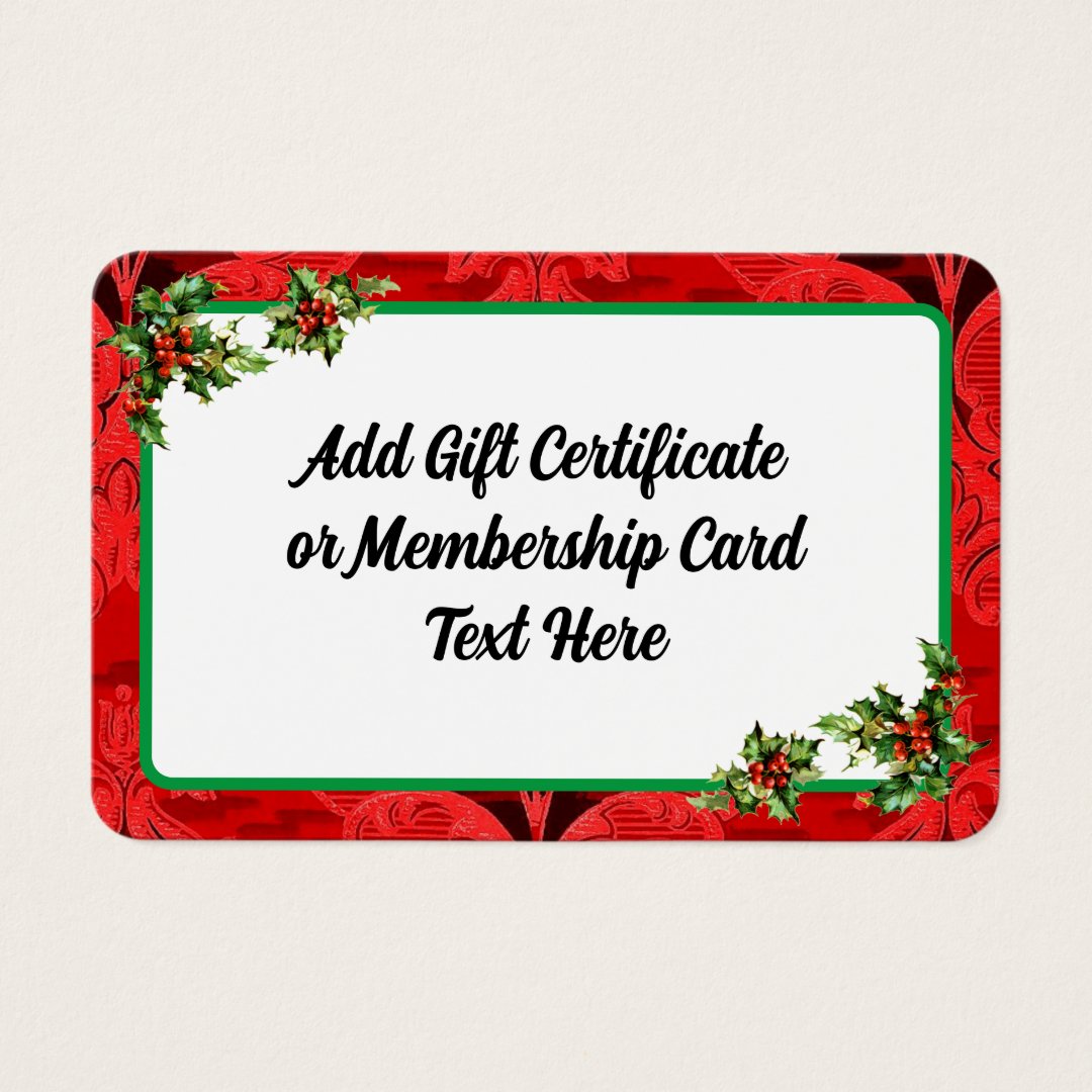 Red Christmas Business Gift Certificate Card | Zazzle