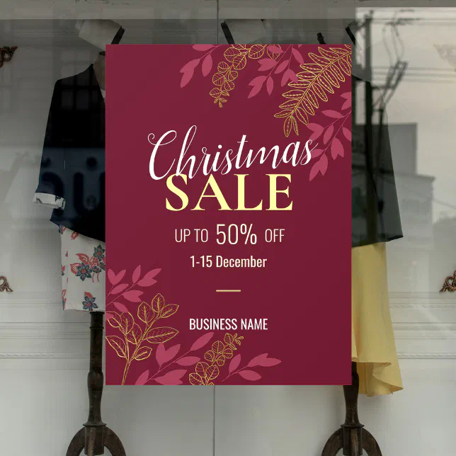 Red Christmas Business Sale Business Promotion Ads Window Cling | Zazzle